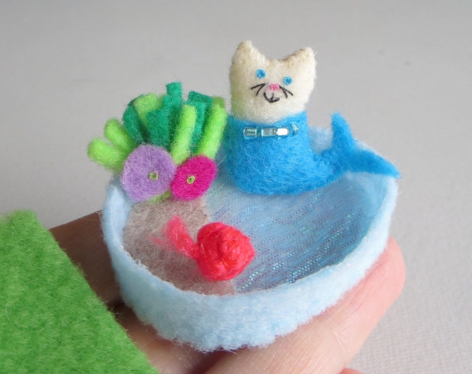 Cat Mermaid Miniature Felt Playset - Etsy