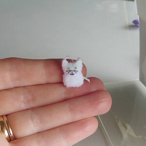 Tiny White Cat Stuffed Animal -miniature Felt- Handmade Plush ...