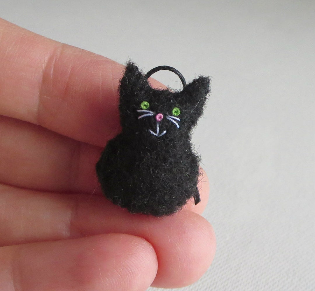 Black Cat ,miniature Felt Plushie, Stuffed Animals, Handmade - Cat ...