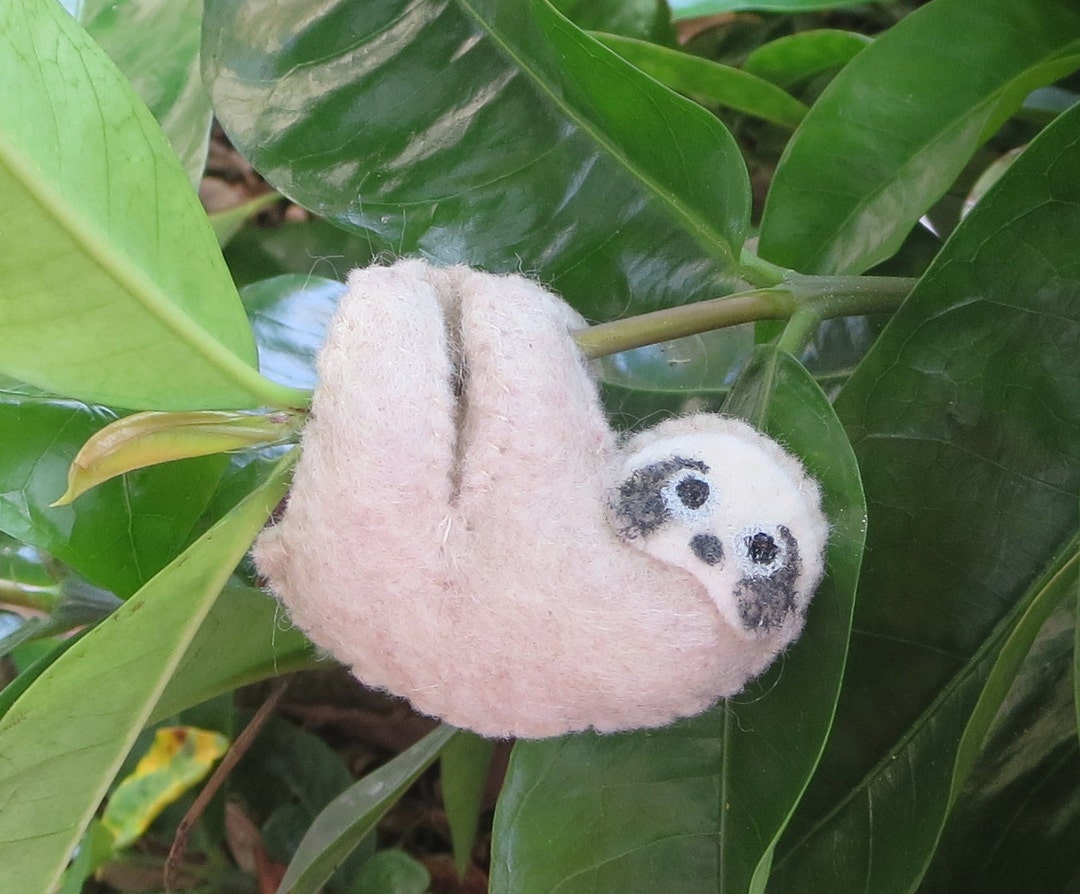 Sloth Stuffed Animal, Miniature Felt, Rain Forest Animal, Sloth Hugger ...