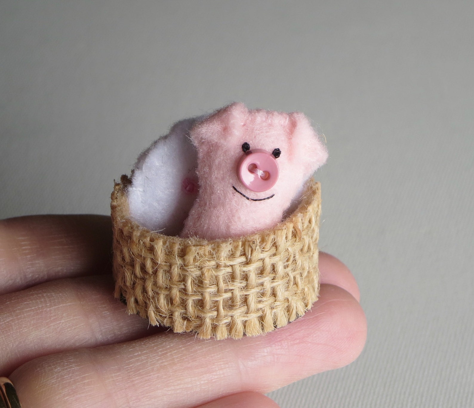 Pig Stuffed Animal Felt Playset Handmade Plushie Tiny Felt - Etsy
