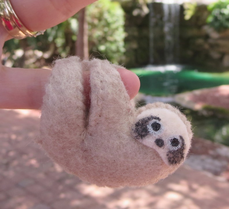Sloth Stuffed Animal, Miniature Felt, Rain Forest Animal, Sloth Hugger ...