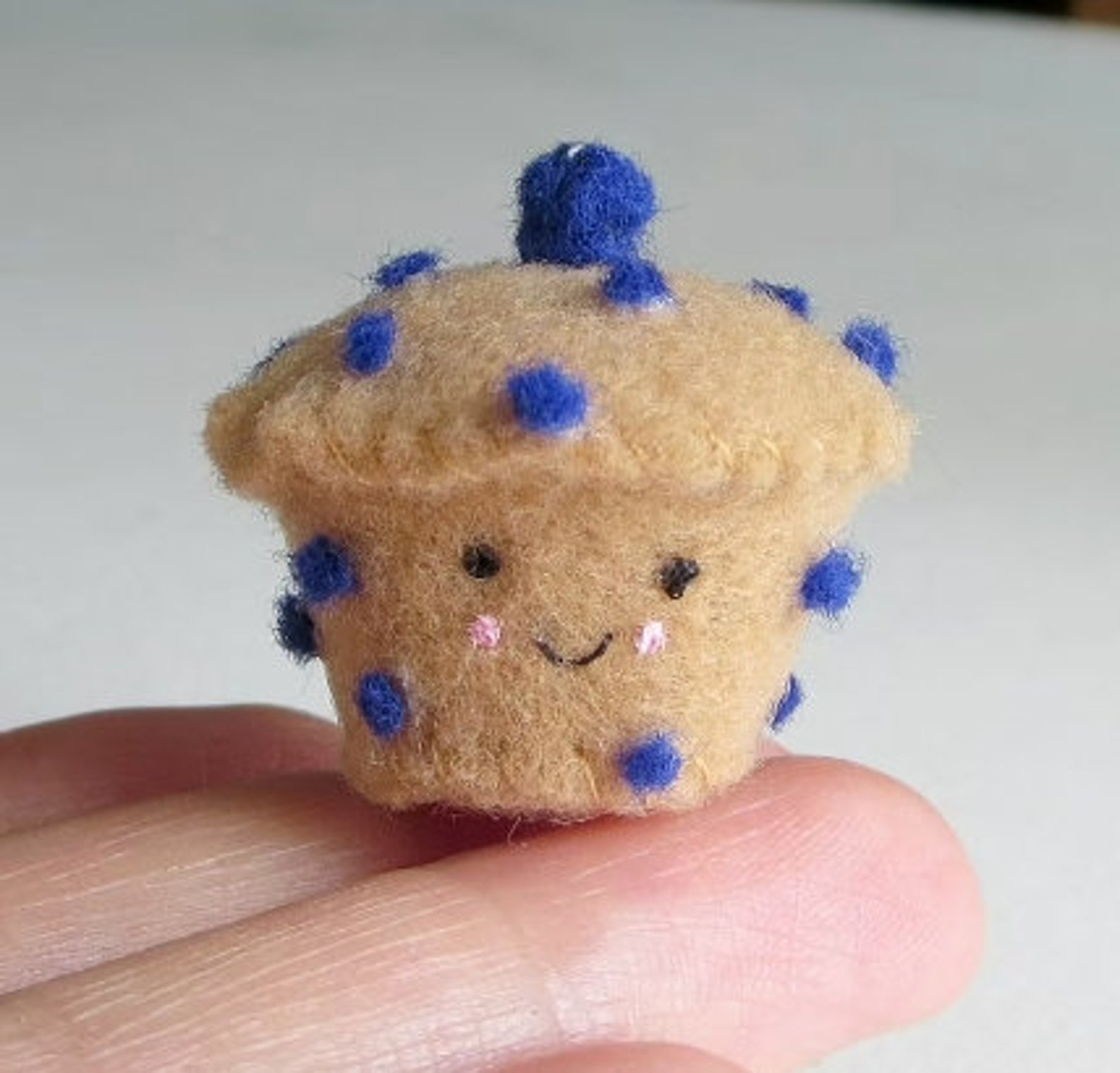 Blueberry Muffin Miniature Felt Plush Play Food - Smiling Face - Felt ...