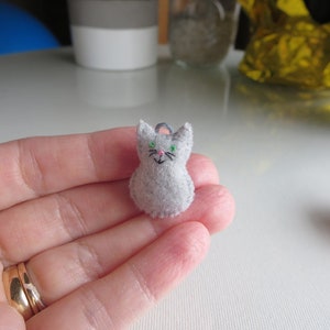 Gray Cat Stuffed Animal Playset Miniature Plush Dollhouse, Cat Tiny ...