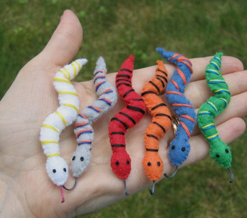 Red snake stuffed animal miniature felt plushie snake and | Etsy