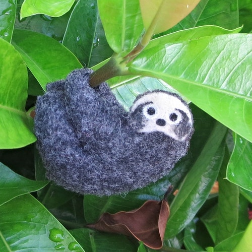 Sloth Stuffed Animal Miniature Felt Rain Forest Animal | Etsy