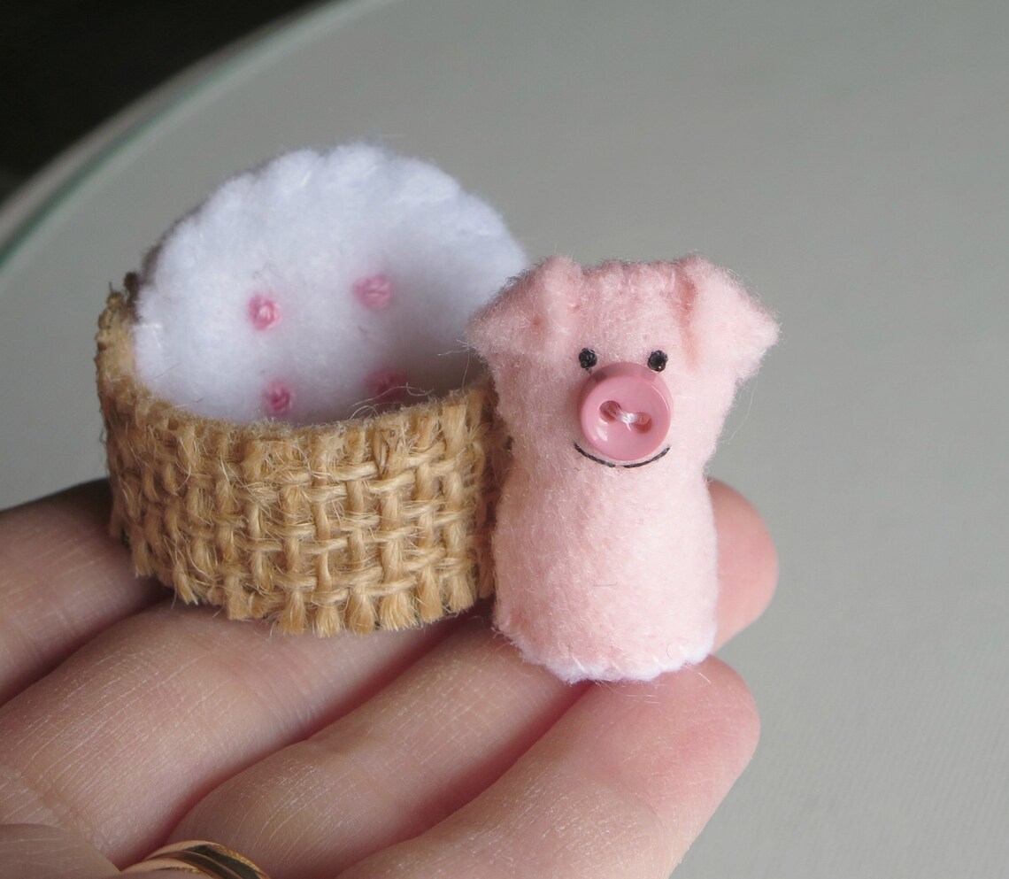 Pig Stuffed Animal Felt Playset Handmade Plushie Tiny Felt - Etsy