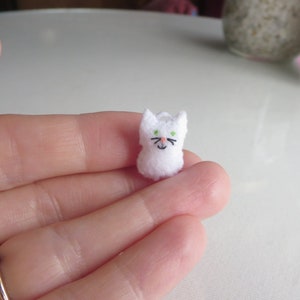 Tiny White Cat Miniature Felt Stuffed Animal , Tiny Felt Animal ...