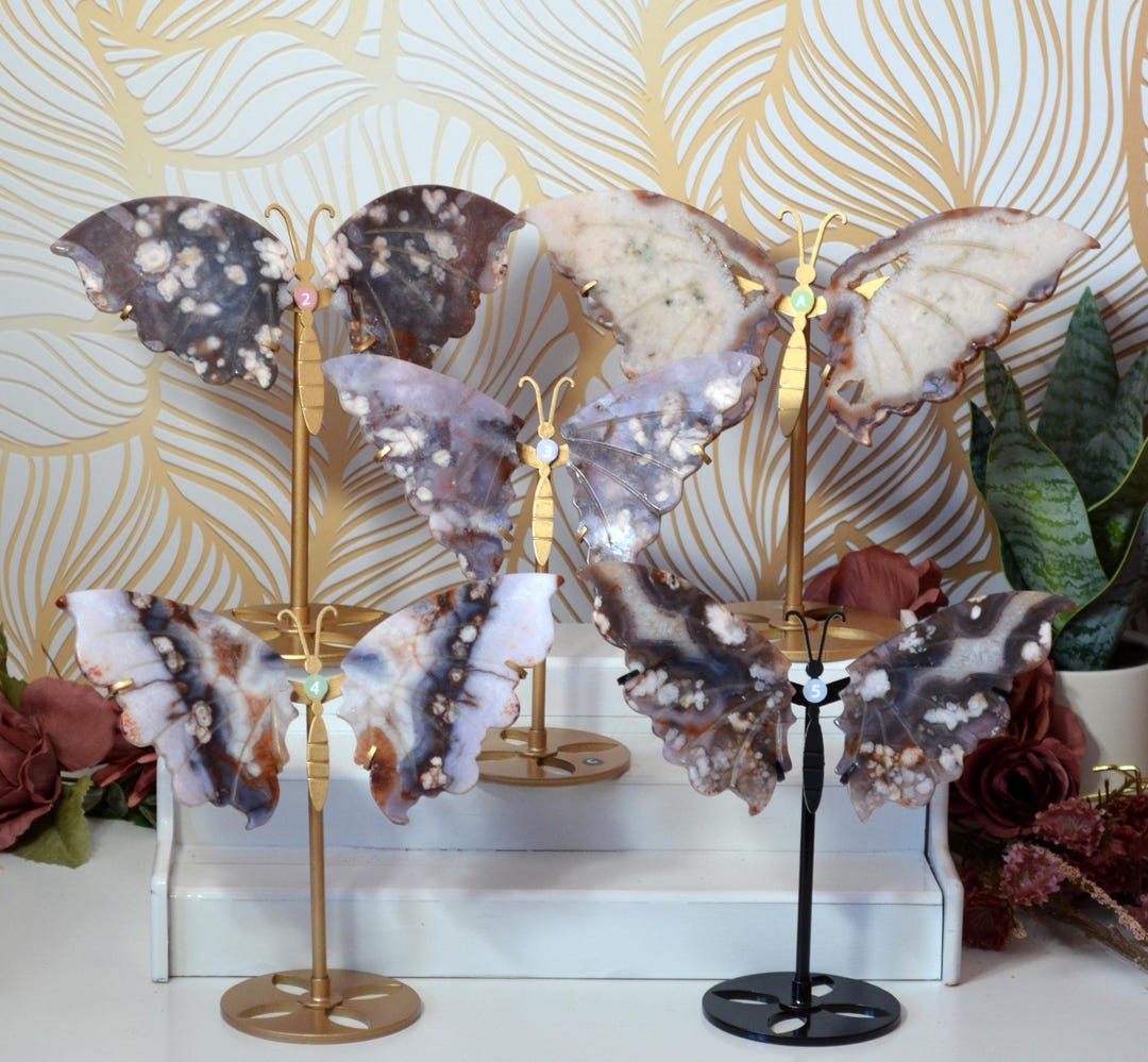 Blue Sakura Flower Agate Butterfly Crystal Luxury Home Decor for ...
