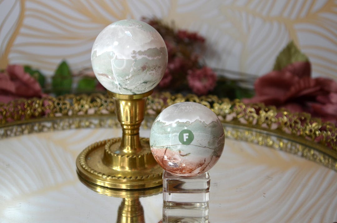 Druzy Unicorn Jasper Crystal Spheres Pastel Jasper Sphere With Calcite ...