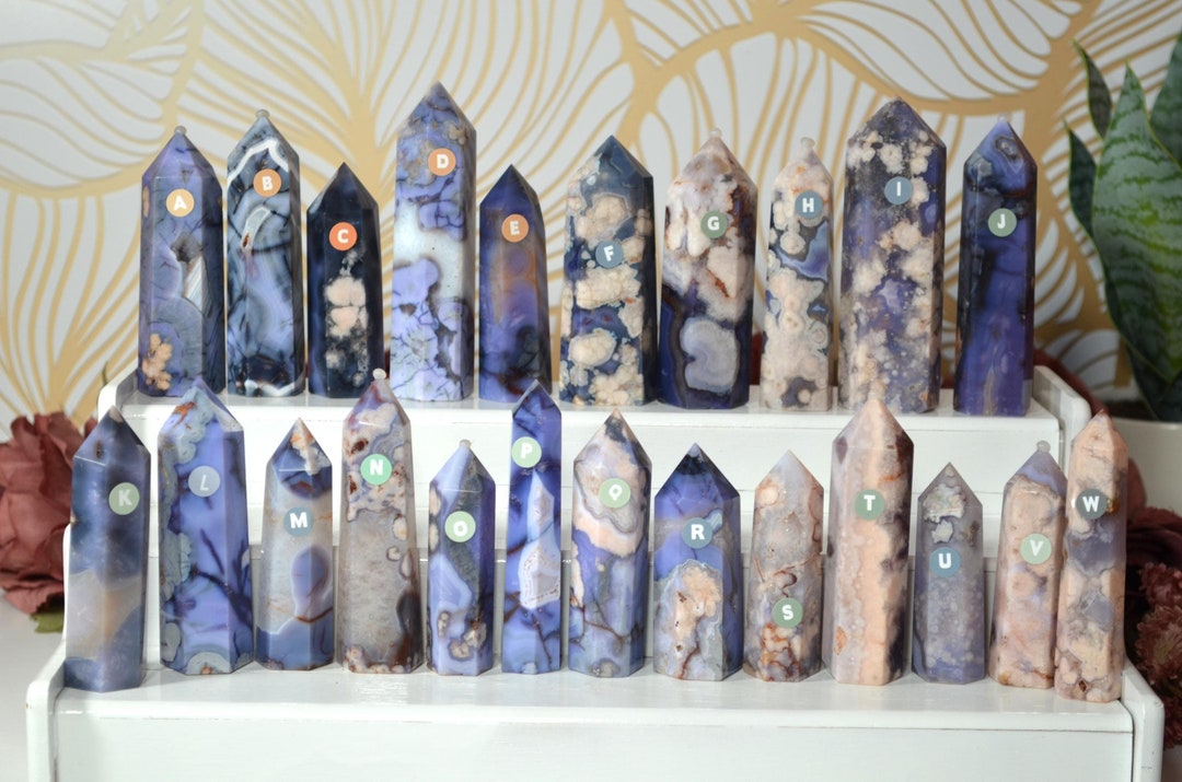 Blue Sakura Flower Agate Towers Rare Crystal Gifts for Friends Home ...