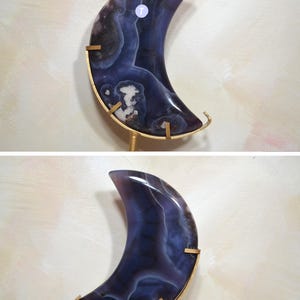Blue Flower Agate Moon Crystal Home Decor for Meditation Wellness ...
