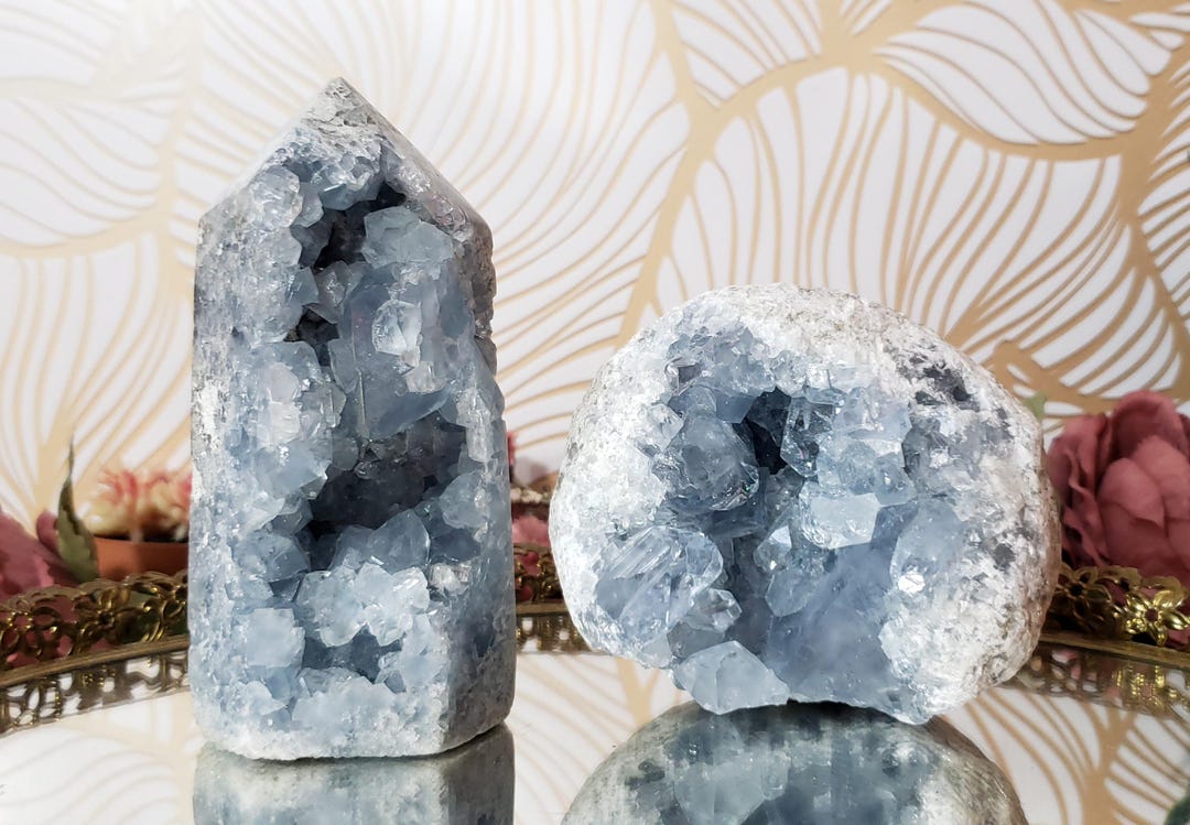 Blue Celestite Geode Celestine Tower Rare Crystal Gifts for Friends ...
