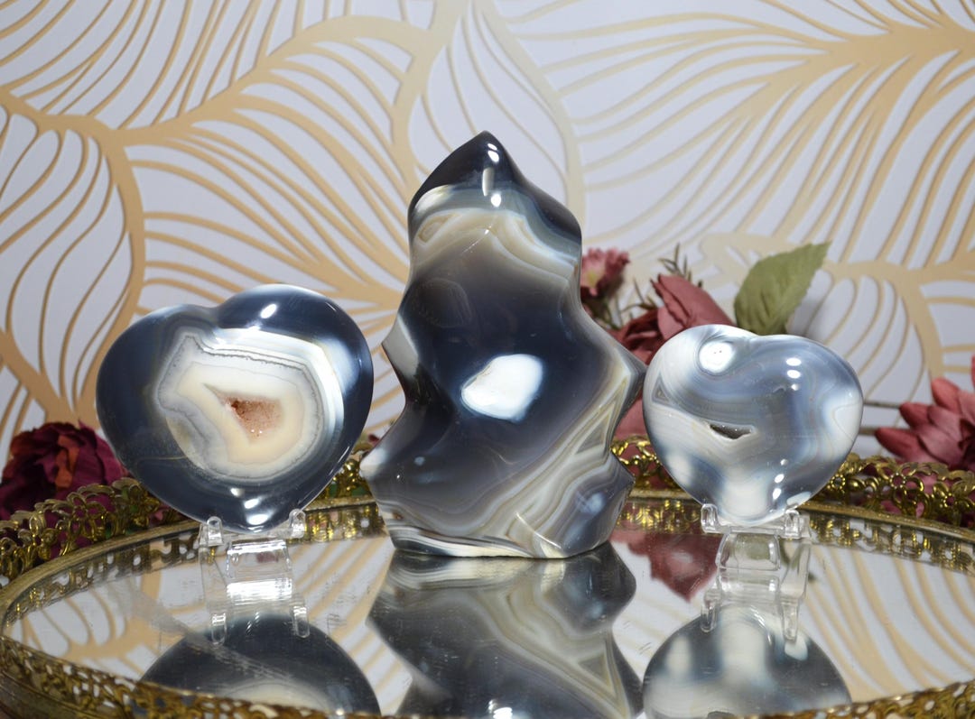 Orca Agate Crystal Flame With Parallax Banding Orca Agate Heart Crystal ...
