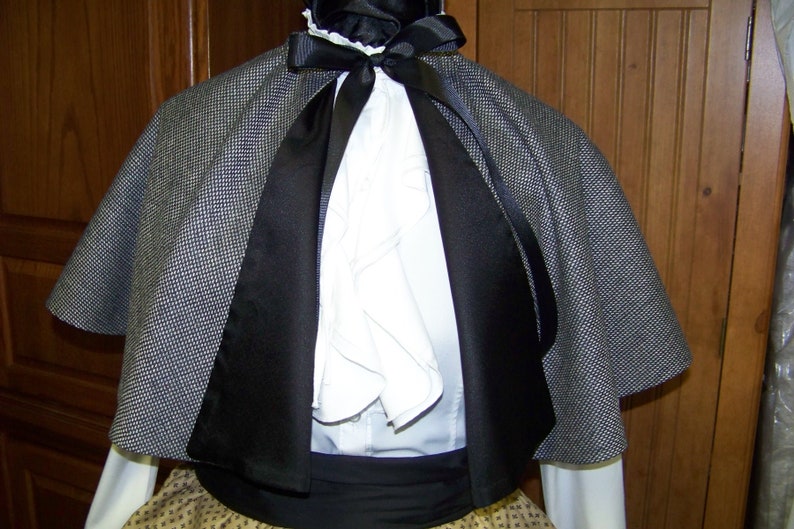 Ladies Civil War Cape Black Heiring Bone Wool Blend With Black | Etsy