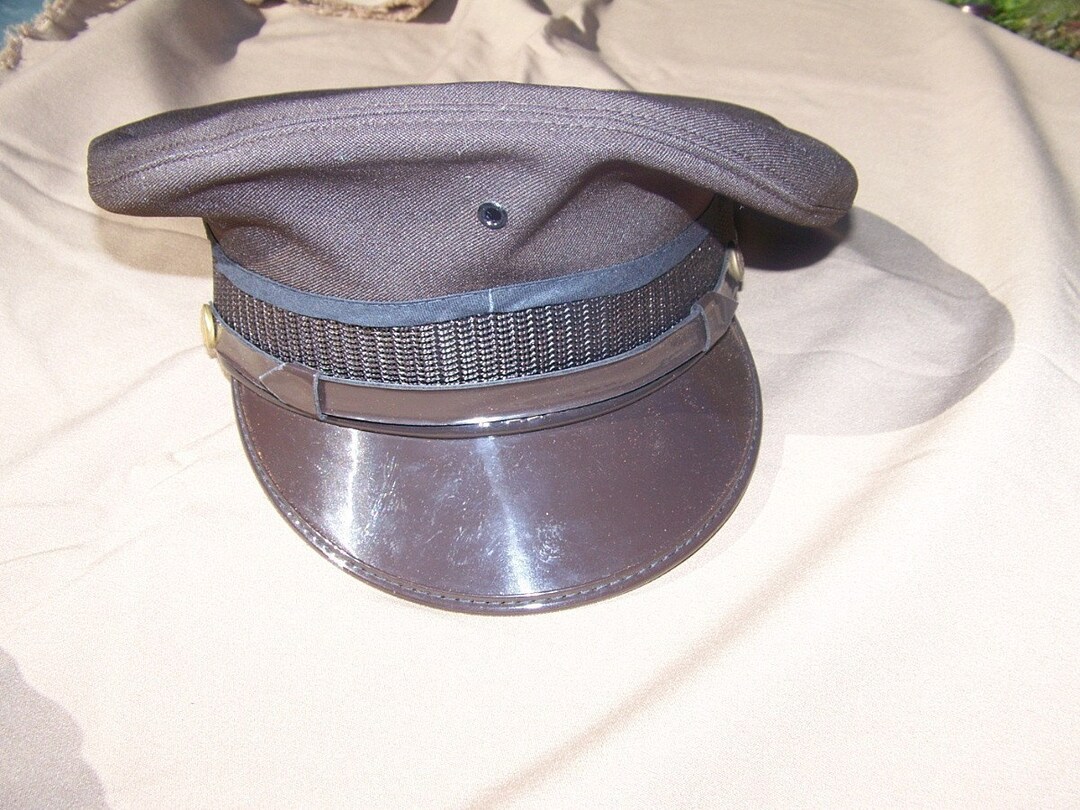 Vintage Mens Officer Hat Brown or Cap From Midway Cap Co. Several Sizes ...