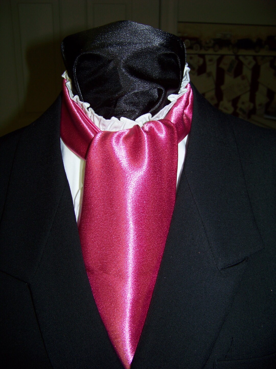 Ascot or Cravat Hot Pink Satin Fabric 4 X 58 Men's Historical Bow Tie ...
