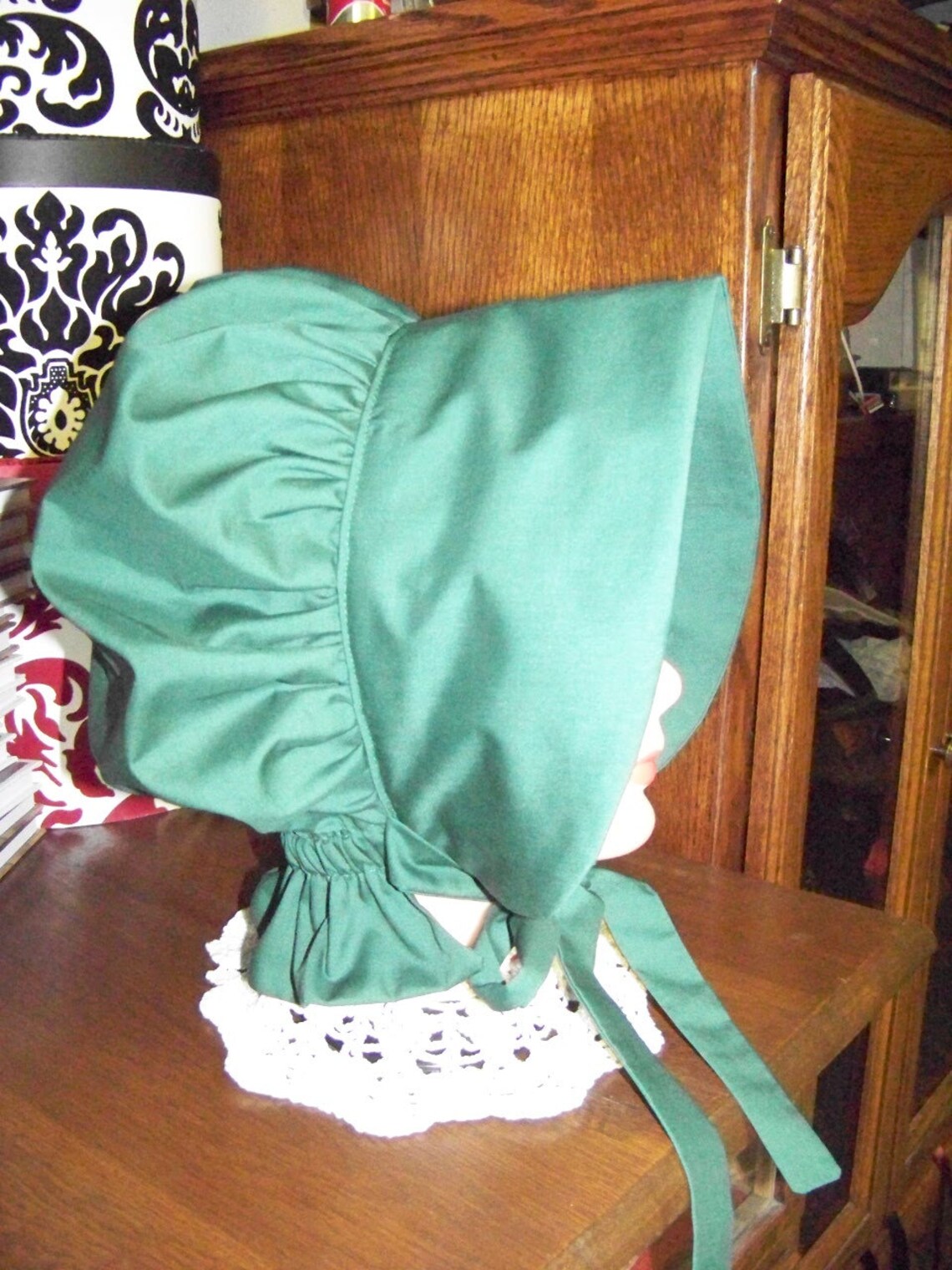 Dicken's Christmas Ladies Adult Bonnet in Cotton Green - Etsy