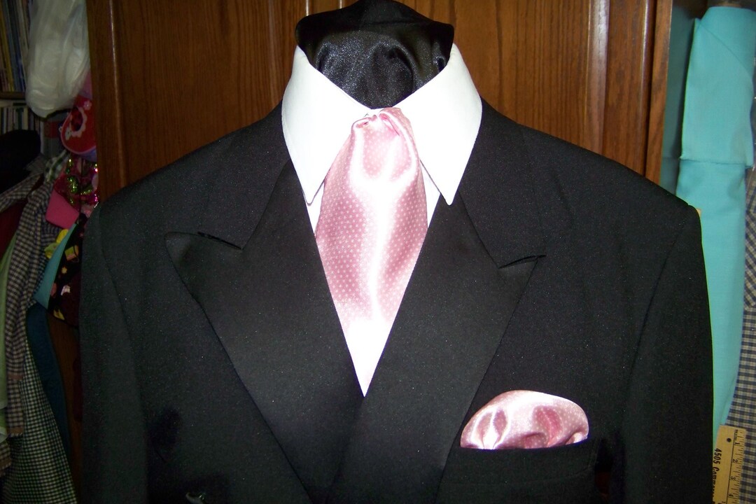 Ascot or Carvat Pink Pin Dot Satin Silky Print Fabric 4" X 44" Mens ...