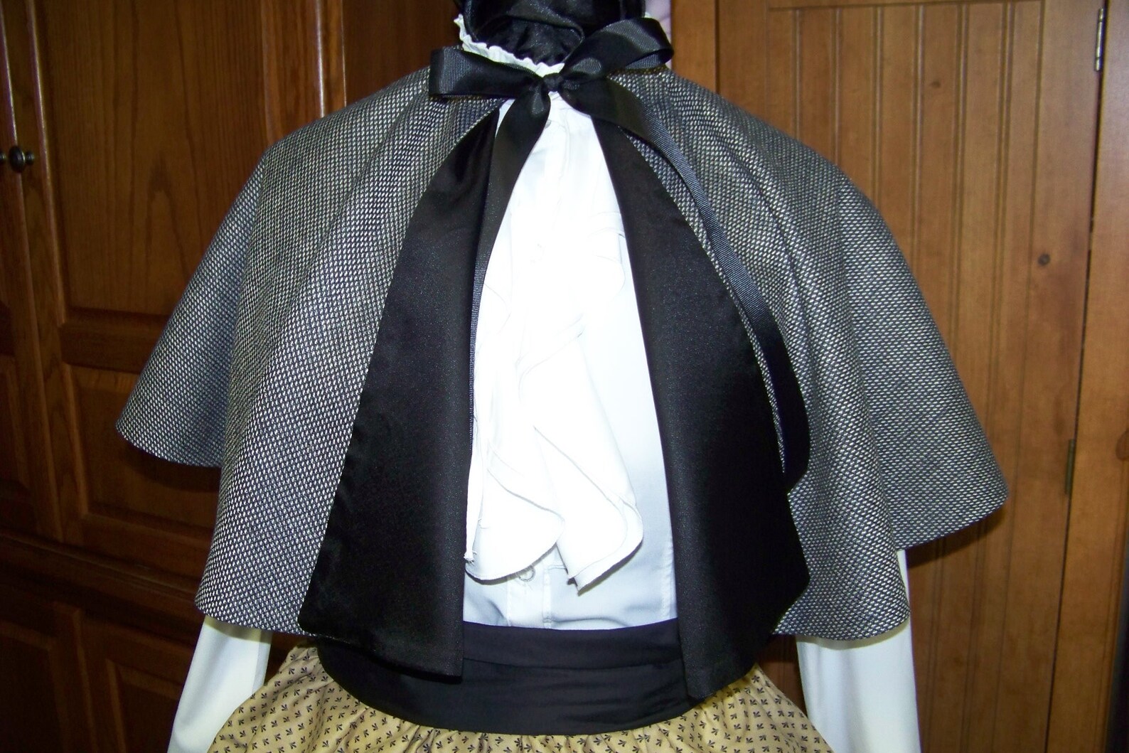 Ladies Civil War Cape Black Heiring Bone Wool Blend With Black | Etsy
