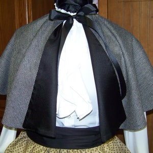 Ladies Civil War Cape Black Heiring Bone Wool Blend With Black Satin ...