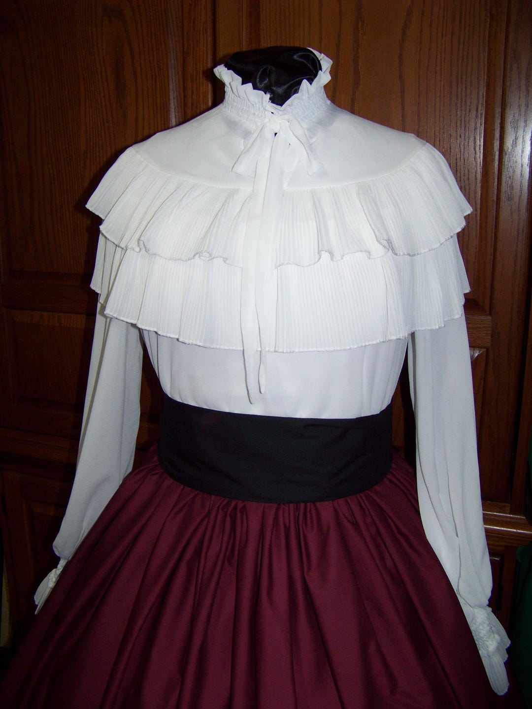 Victorian Civil War Style Ladies Blouse White Chiffon With Pleated ...
