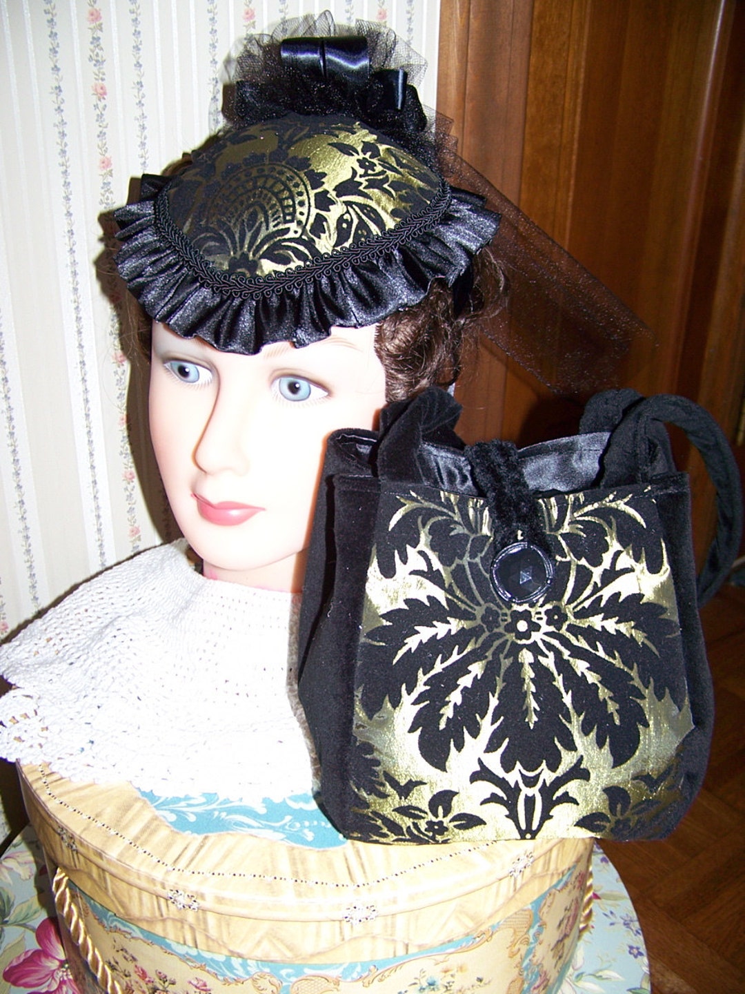 Shabby Chic Civil War Hat & Reticule for Reenactors Victorian Ladies ...
