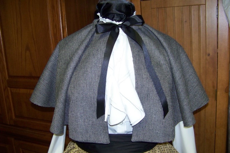 Ladies Civil War Cape Black Heiring Bone Wool Blend With Black | Etsy