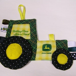 Green Tractor Pattern for Teething Toy Deere Fabric Patchwork Crinkle ...