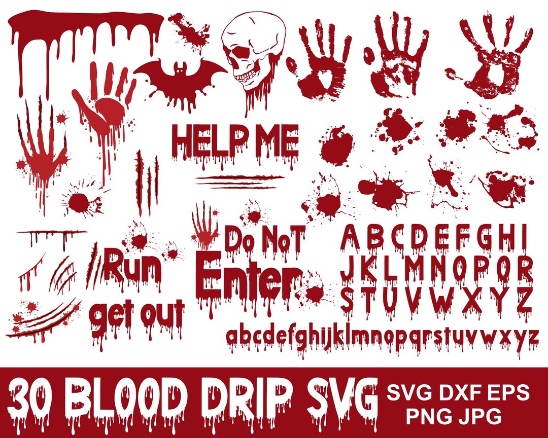 Dripping Blood Svg, Blood Drips SVG, Blood Svg, Blood Drops Alphabets ...