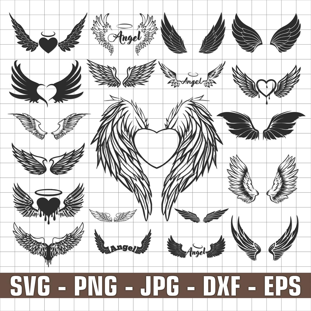 Angel Wings Svg Bundle, Angel Wings Png, Angel Wings Clipart, Angel in ...