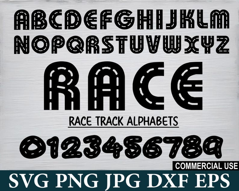 Race Track Alphabet SVG, Race Letters & Road Numbers, Race Track Letter ...