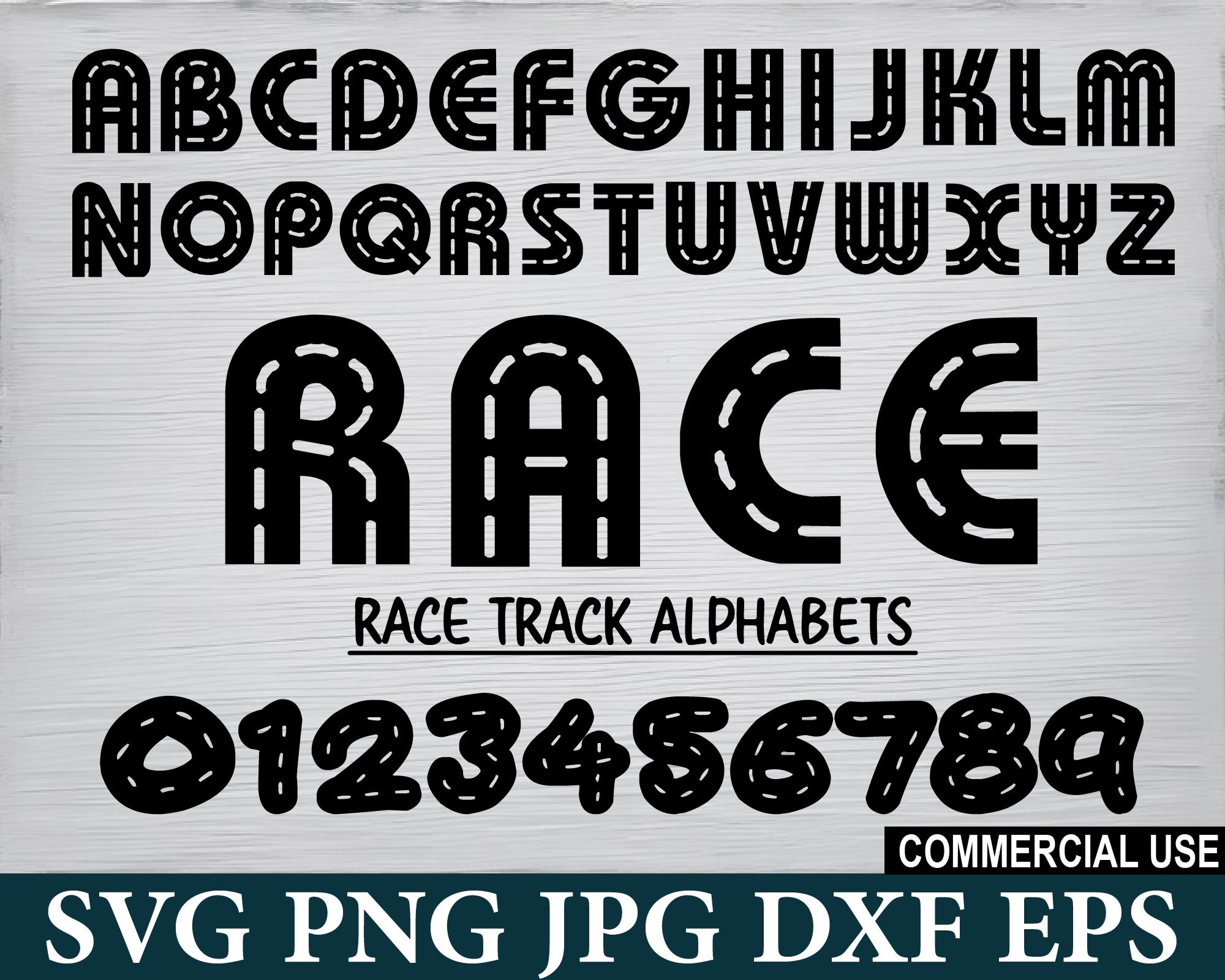Race Track Alphabet SVG, Race Letters & Road Numbers, Race Track Letter ...