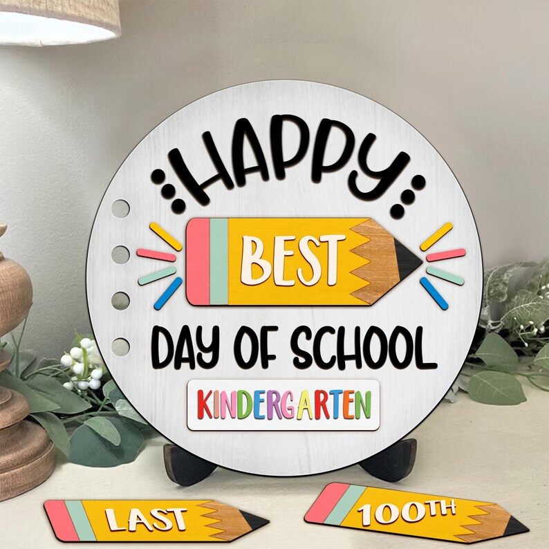 Kids Interchangeable First Day of School Sign, Kindergarten First Day ...