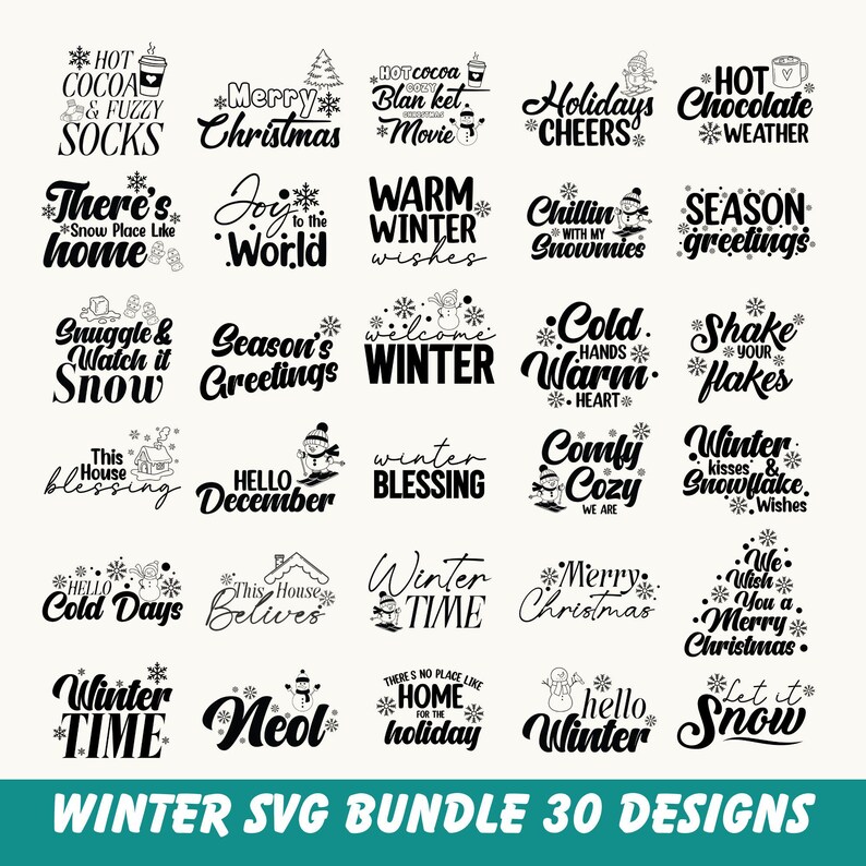 Winter SVG Bundle for Cricut & Silhouette, Christmas Svg, Santa SVG ...