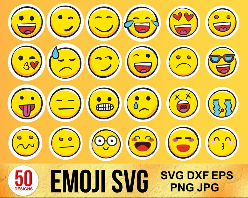 Emoji Svg Bundle, Emoji PNG Bundle, Emoji Face Pack, Emoticon Face ...