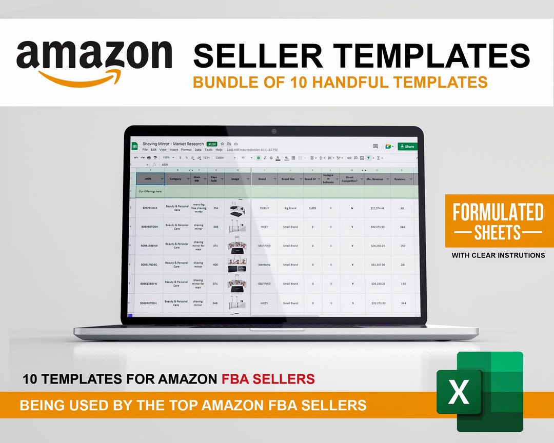 10 Handy Amazon FBA Sales Dashboard, Excel Sheets, Amazon Seller Sheet, FBA Profit Loss Tracker ...