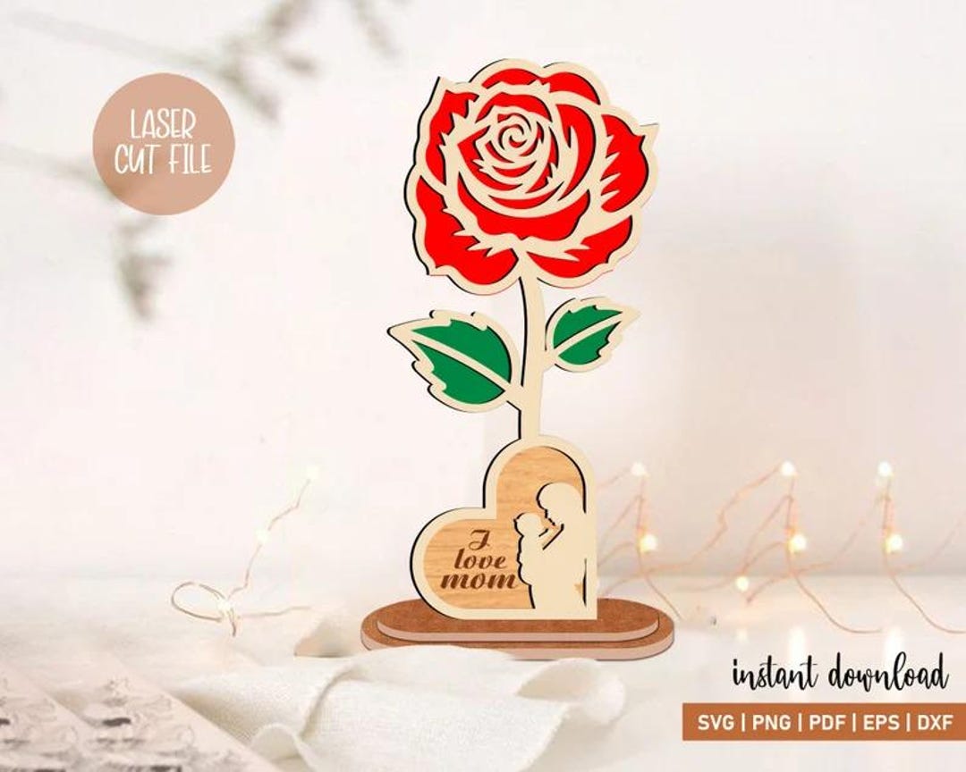 Two-layered Rose Flower, Laser Cut File for Wood & Acrylic Project ...