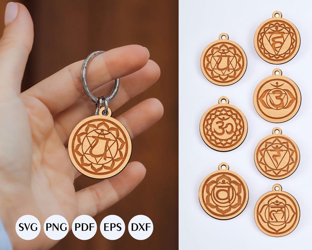 7 Chakras Keychain, Keychain Svg File, Round Keychain Svg, Spiritual ...