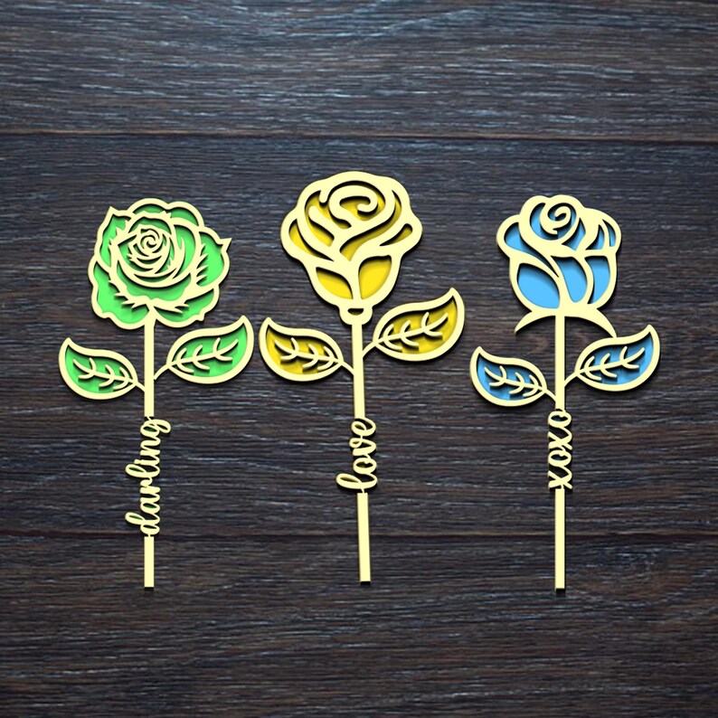 Two Layered Rose Laser Cut File, Custom Text File, Velantine Vector ...