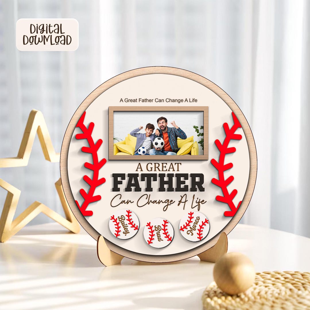 Personalized Baseball Photo Frame SVG, Fathers Day Gift, Customized ...