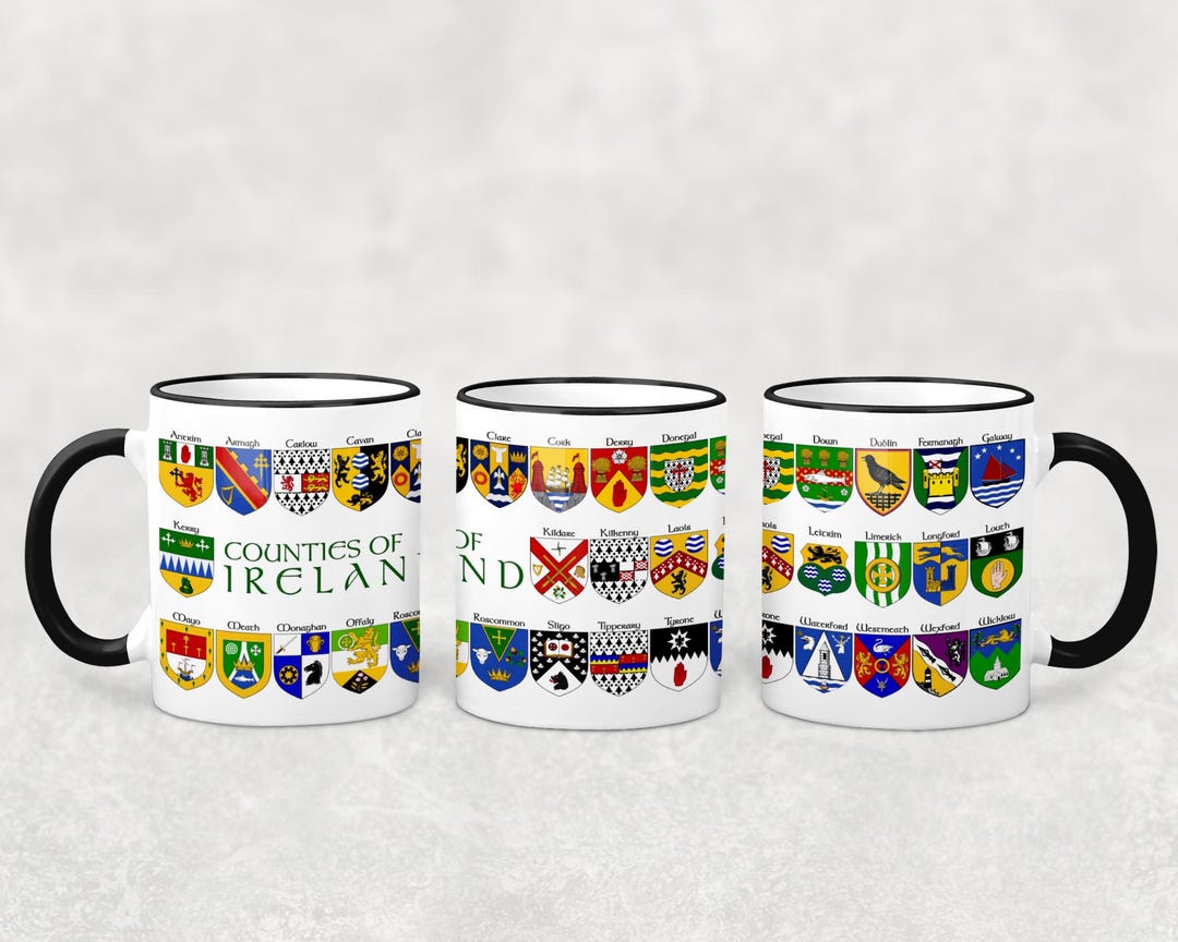 Irish Counties Coat of Arms Mug, All 32 Counties and Their Coat of Arms ...