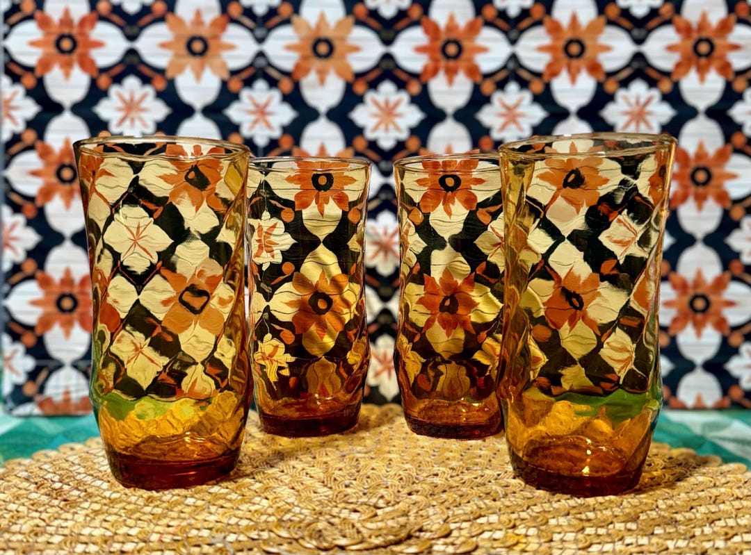 Libbey Amber Optic Swirl Tumblers - Set of 4 - Etsy