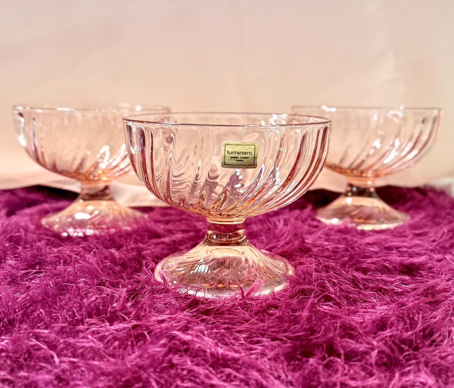 Luminarc Rosaline Optic Pink Swirl Dessert Bowls - Set of 4 - Etsy