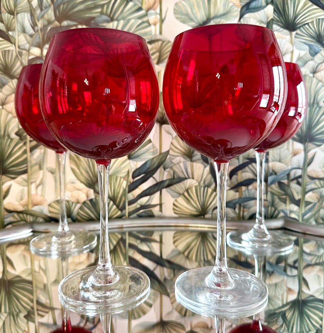 Tilly by Crate & Barrel Ruby Wine Glasses- Set of 4 - Etsy