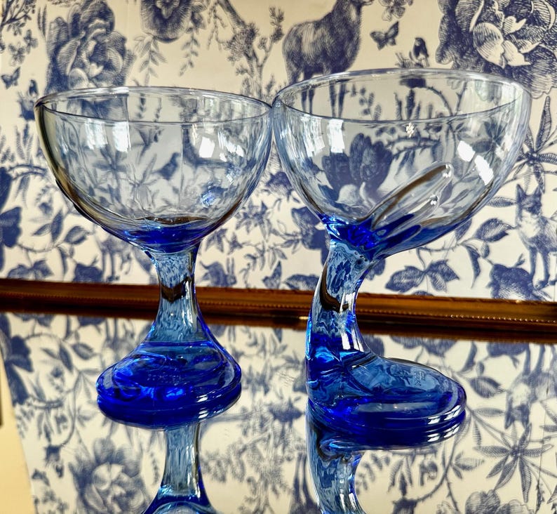 Bormioli Rocco Jerba Vintage Cobalt Dessert Goblet Made in Italy- Set ...
