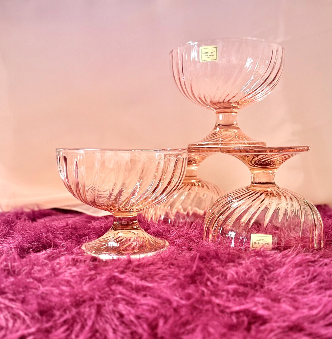 Luminarc Rosaline Optic Pink Swirl Dessert Bowls - Set of 4 - Etsy