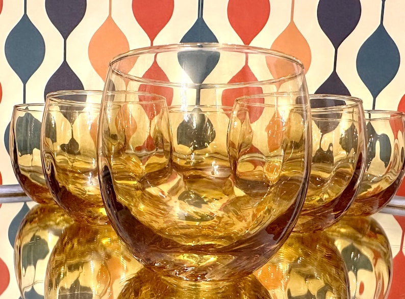 Libbey Amber Roly Poly Glasses- Set of 6 - Etsy