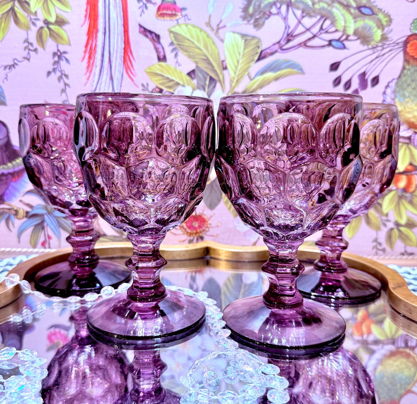 Imperial Glass Provincial Amethyst Thumbprint Goblets Set of 4 - Etsy