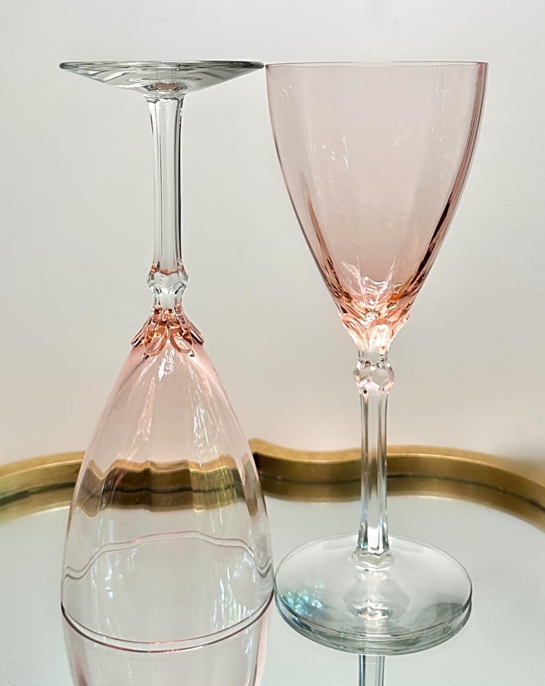 Fostoria Rose Pink Wine Glass/water Goblet - Set of 2 - Etsy